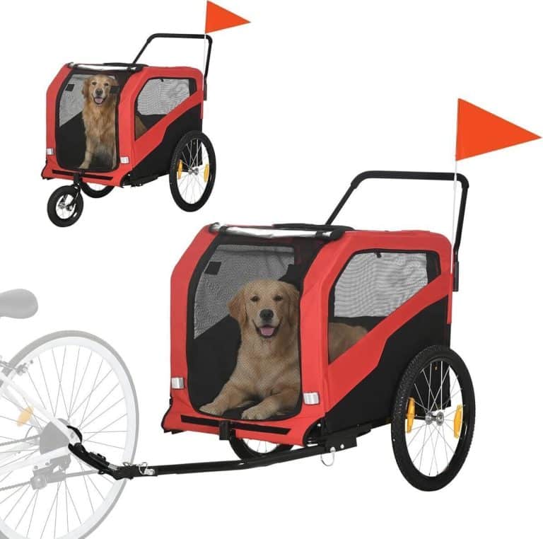 Test : remorque de vélo PawHut 2 en 1 pour chien rouge